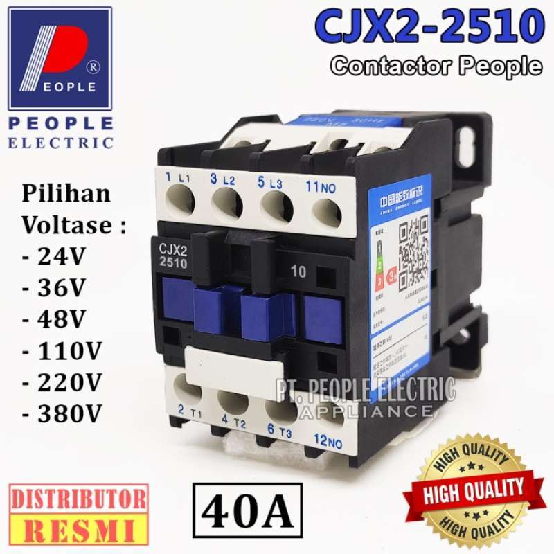 Promo Tahun ini aja kak CONTACTOR KONTAKTOR CJX2-2510 PEOPLE 24V, 36V, 48V, 110V, 220V, 380V ...