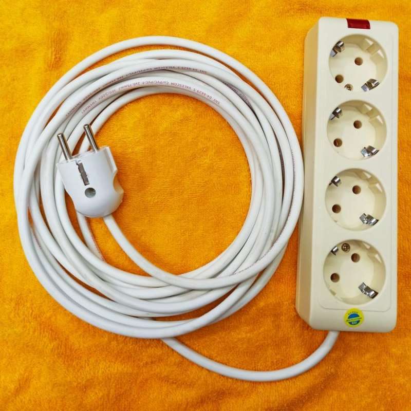 Jual Stop Kontak Cahaya 4 Lubang dengan Kabel 5 Meter SNI dan Steker ...