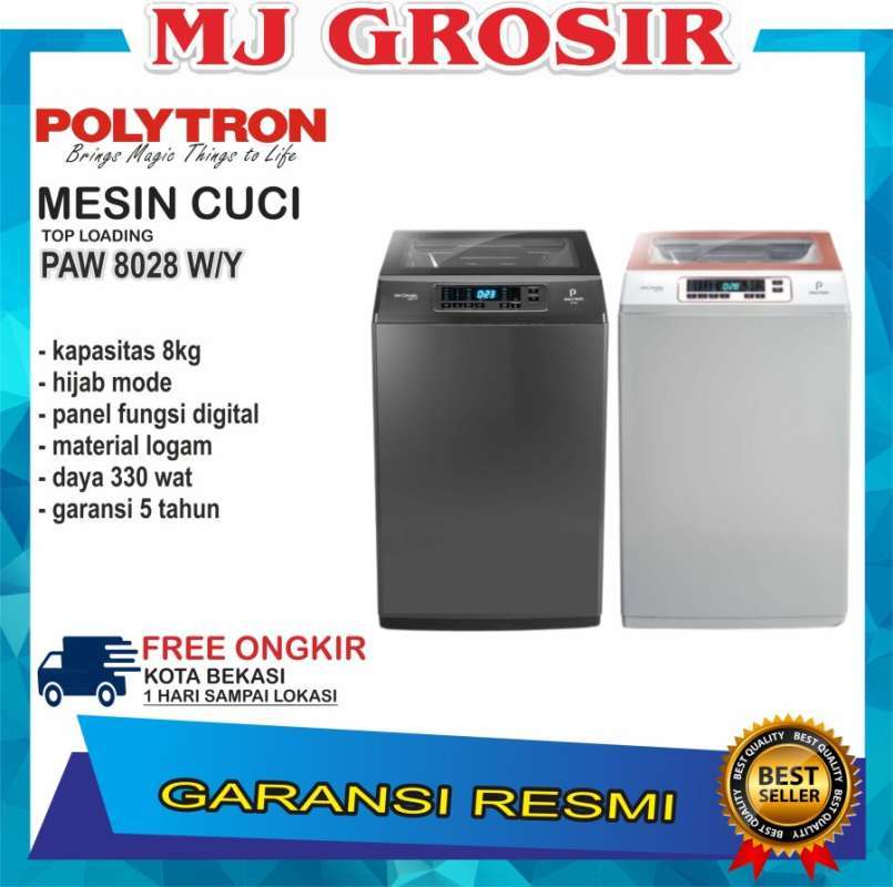 Jual MESIN CUCI 1 TABUNG POLYTRON PAW 8028 TOP LOADING 8 KG ZEROMATIC ...