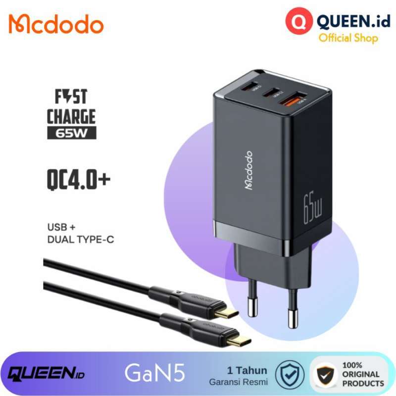 Jual Mcdodo CH-1542 Charger Adaptor GaN5 PRO Mini 65W 3 Port PD QC 4.0 GaN di Seller QUEEN id ...