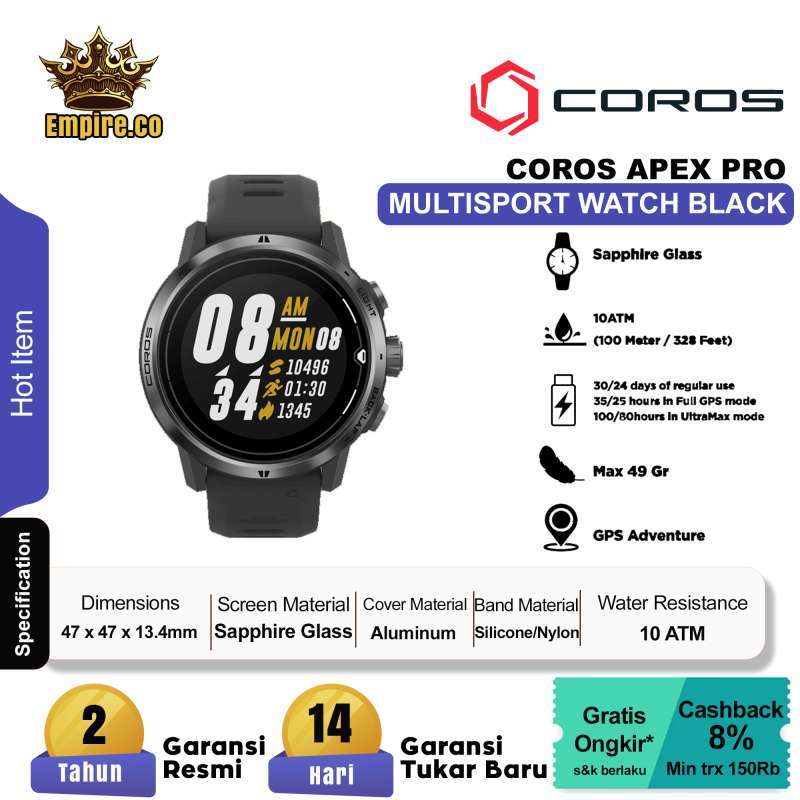 Jual JAM TANGAN PRIA APEX PRO BLACK COROS PREMIUM MULTISPORT WATCH di ...