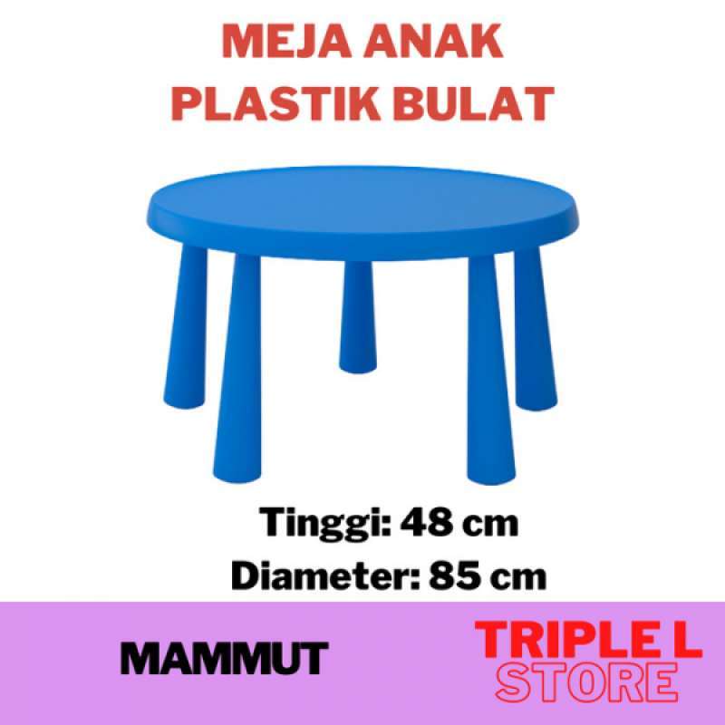 Promo Meja Anak Belajar Bermain Dalam Luar Ruangan Bulat Plastik Biru ...