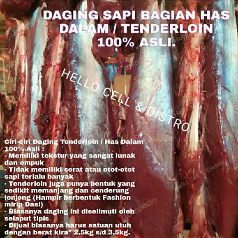 Jual DAGING SAPI SEGAR BAGIAN HAS DALAM / TENDERLOIN 1kg 100% HALAL ...