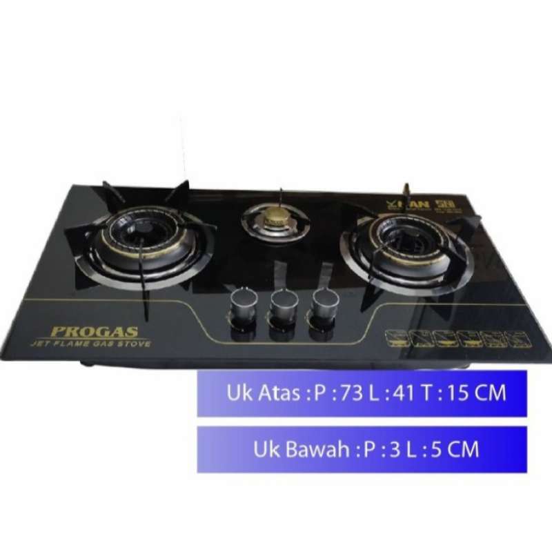 Jual [ Progas ] Kompor Gas Kaca / Tanam Progas 3 Tungku - Full Burner ...
