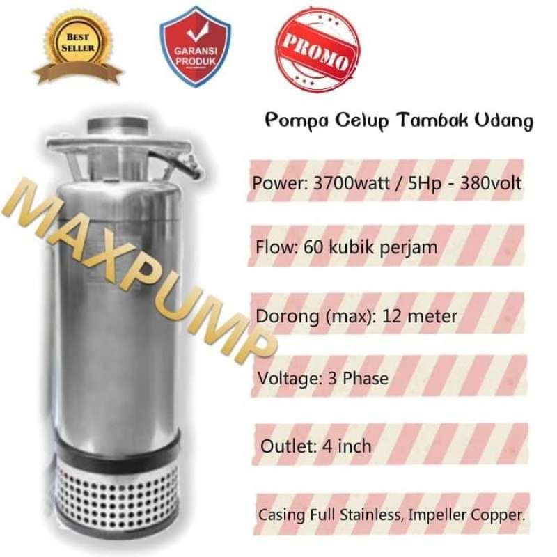 Jual Pompa Celup 4 Submersible Pump 5HP Pompa Tambak Udang Kolam Ikan ...