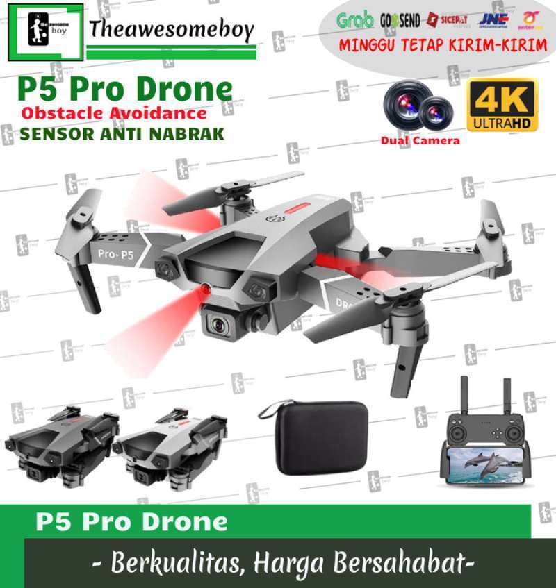 Jual P5 Pro Dual 4K Camera Drone 2.4Ghz Wifi Obstacle Avoidance Anti ...