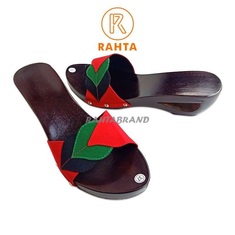 Jual SKR80-Kijang Kokop Daun Merah Hijau/Sandal Wanita Kelom Geulis ...
