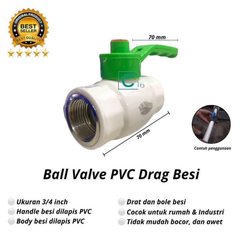 Jual Stop Kran Pipa 1/2 Inch 3/4 Inch Ball Valve PVC Drat Drag Besi - 3/4 Inch di Seller MJAC16 ...
