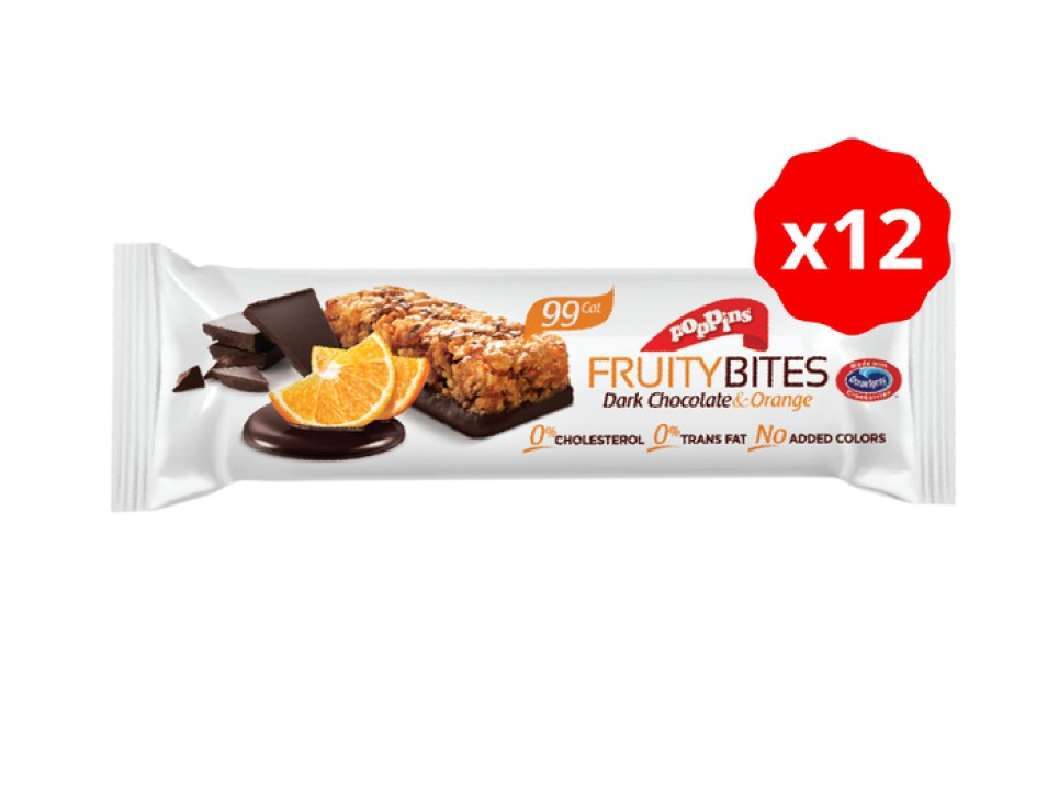 Jual Poppins Dark Chocolate & Orange Fruity Bites [12 pack Cereal Bar ...