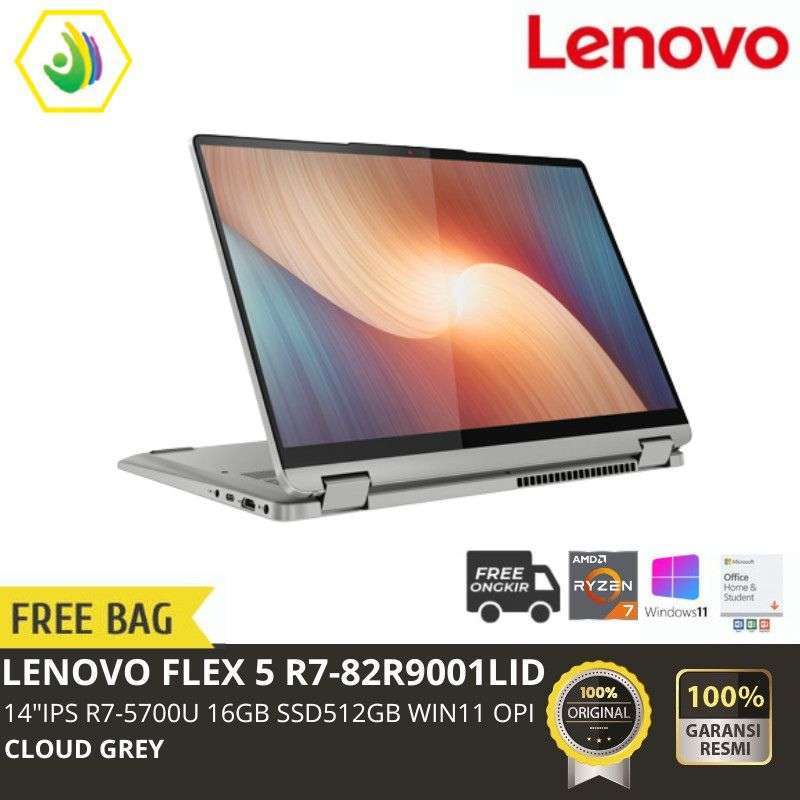 Jual LENOVO FLEX 5 R7-82R9001LID 14inc,IPS,R7-5700U,16GB,SSD512GB,WIN11 ...