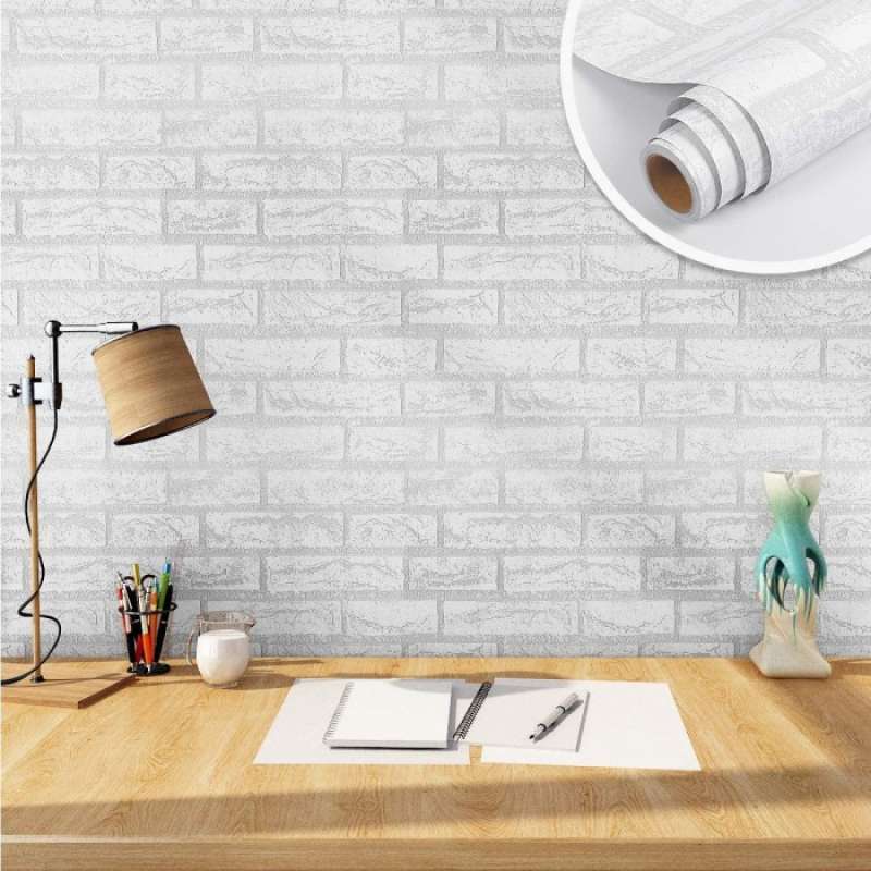 Promo WALLPAPER DINDING MOTIF BATA PUTIH PANJANG 10M X LEBAR 45CM ...