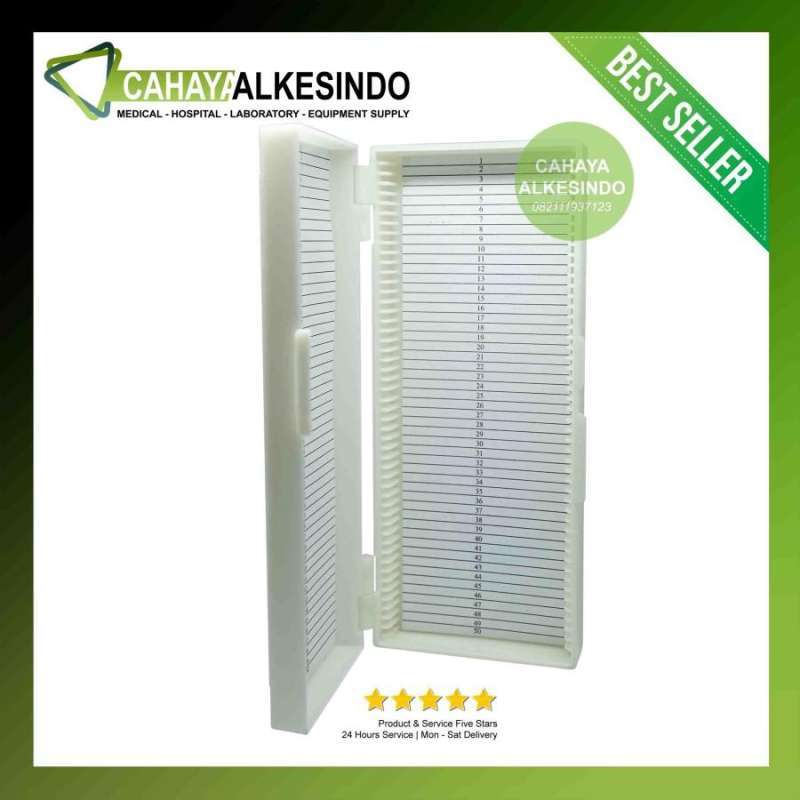 Jual Box Slide Preparat 50 Slides Putih Plastik Object Glass