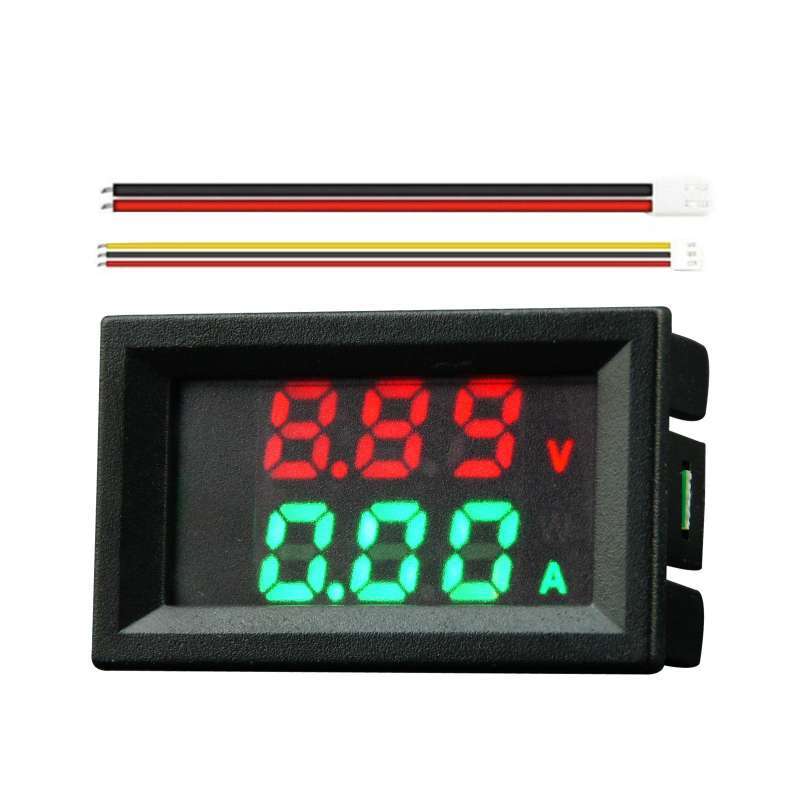 Jual Digital Voltmeter Ammeter with Connect Wires Dual LED Display Panel 100V 10A Red Green di ...