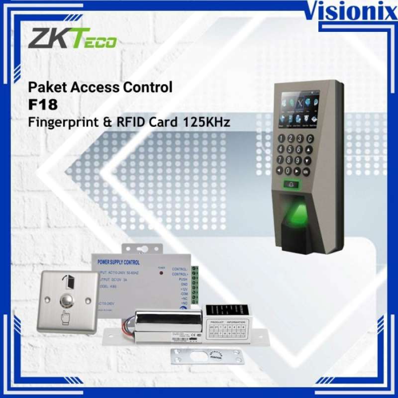 Promo Paket Access Control Fingerprint ZKTeco F18 - Pintu Kaca Diskon 23% di Seller Eudora ...