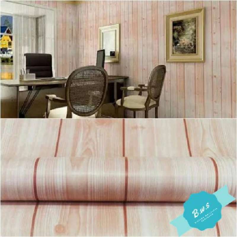 Jual Wallpaper Sticker Dinding Motif Kayu Garis Coklat 10m X 45cm Di
