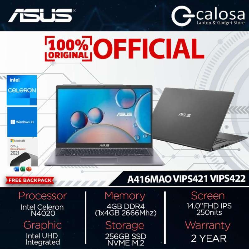 Jual Asus A416mao Vips421 Vips422 Intel N4020 Ram 4gb 8gb 256gb Ssd W11 ...