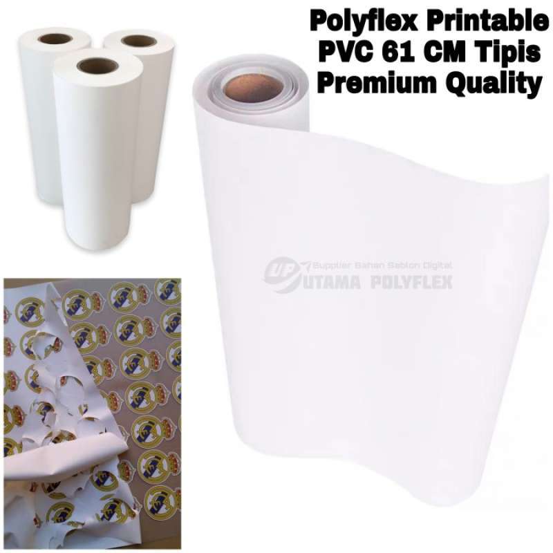Jual POLYFLEX PRINTABLE PVC LEBAR 61 CM WHITE TIPIS METERAN PREMIUM ...