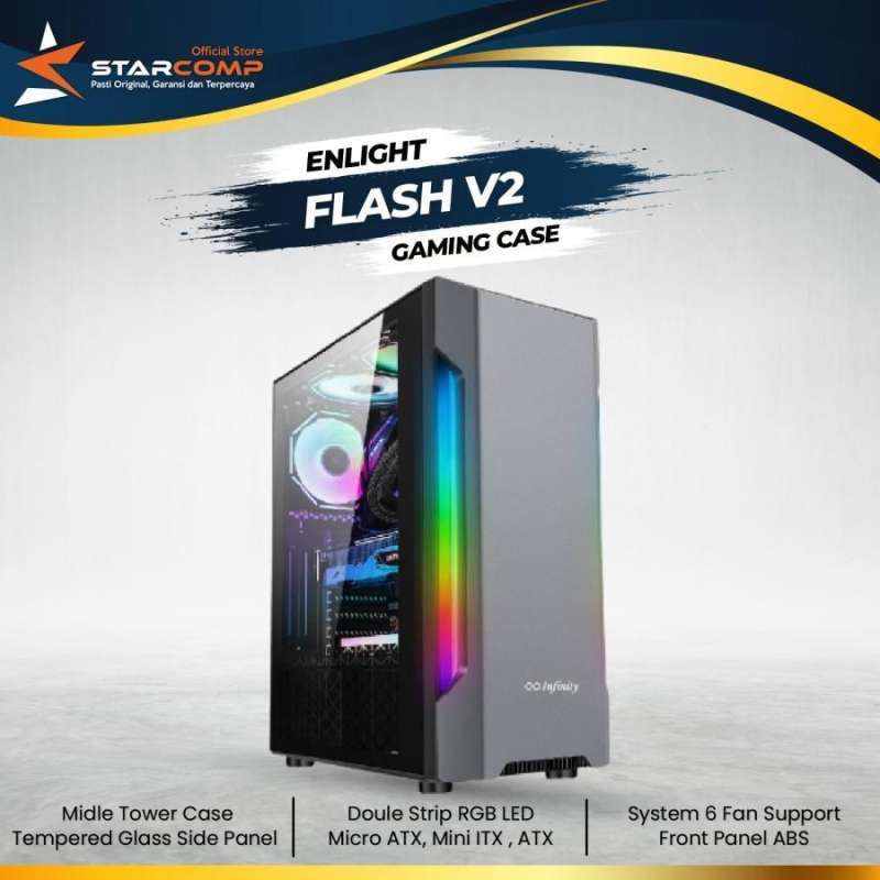 Jual INFINITY FLASH V2 Tempered Glass Gaming Case - Black di Seller ...