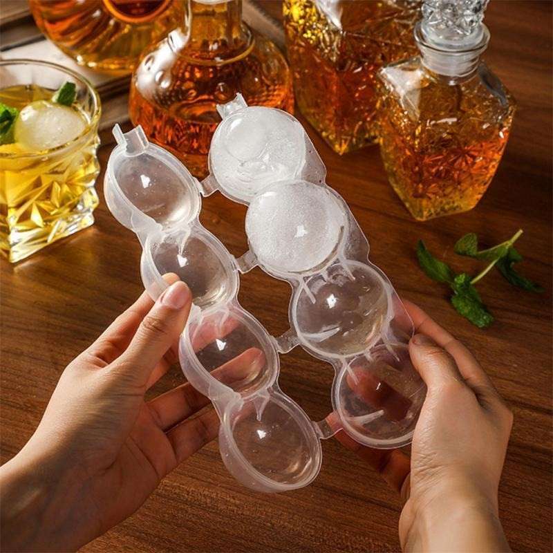 Jual Cetakan Es Batu Bentuk 4 Bola Bulat Silikon Whiskey Ice Ball Maker ...