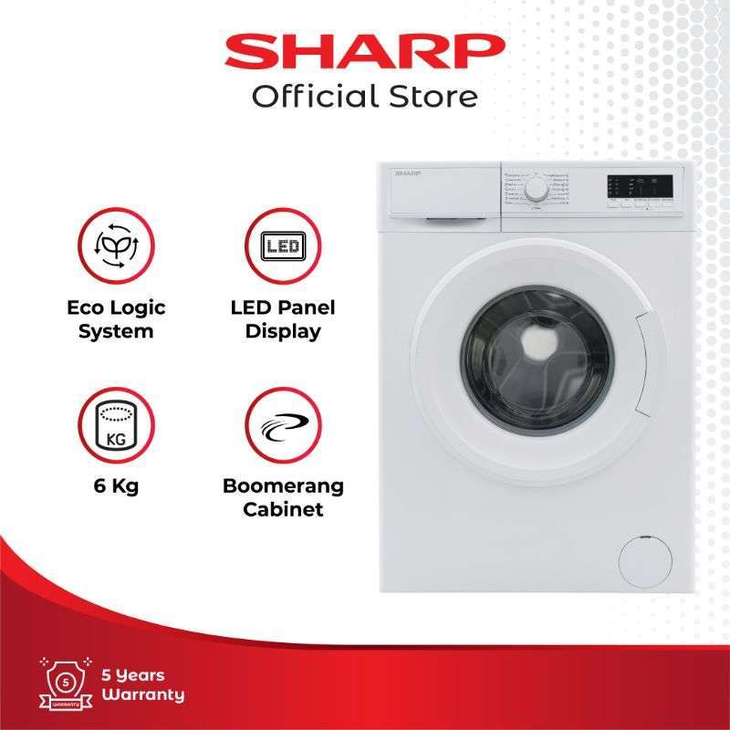 Promo Sharp Es-fl1062b Mesin Cuci Front Loading Boomerang Series [6 Kg ...