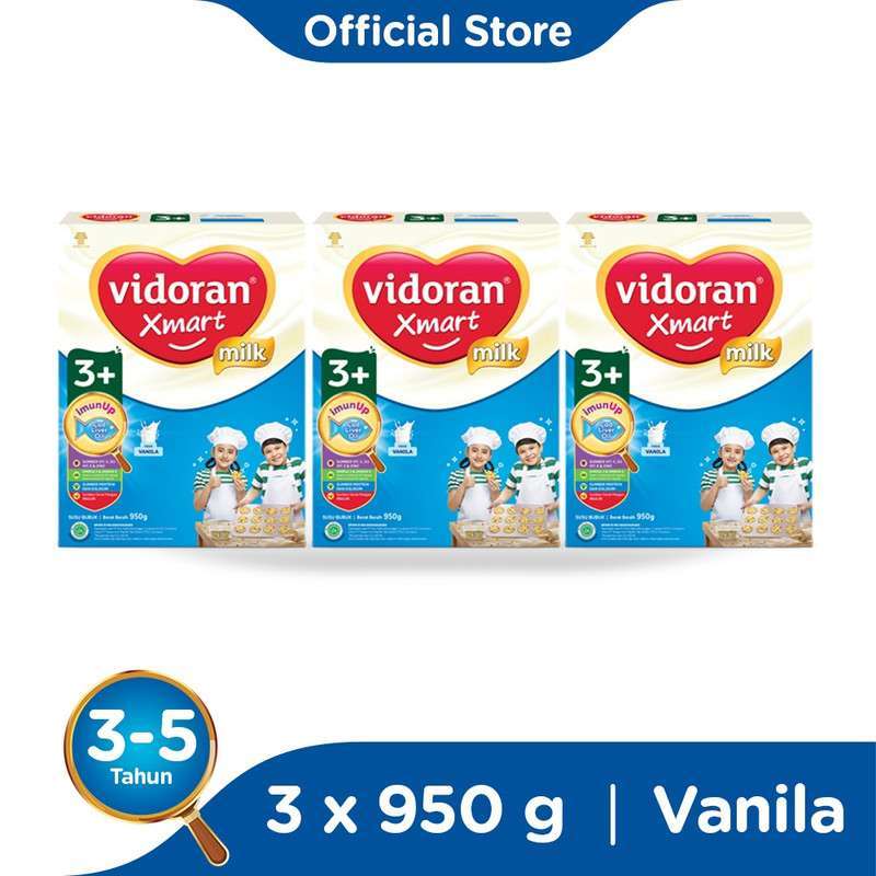 Jual vidoran Xmart 3 Vanilla 950gr Susu Formula Pertumbuhan Anak 3-5 ...