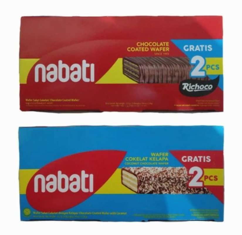 Jual Nabati Coated Wafer Coklat / Coklat Kelapa 12 pcs x 9gram di ...