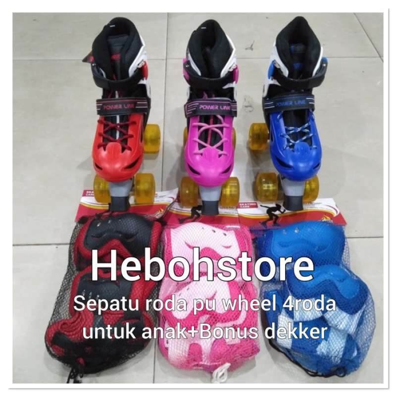 Jual Sepatu roda anak Type pu wheell roda 4 KARET+bonus deker set di ...