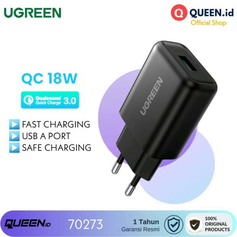 Jual UGREEN Charger Adaptor USB A 18W 3A Fast Charging QC 3.0 - 70273 ...