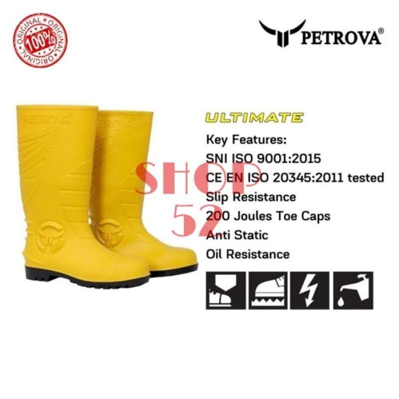 Jual Sepatu Safety Boot Karet Petrova Ultimate Boots Proyek Steel Toe ...