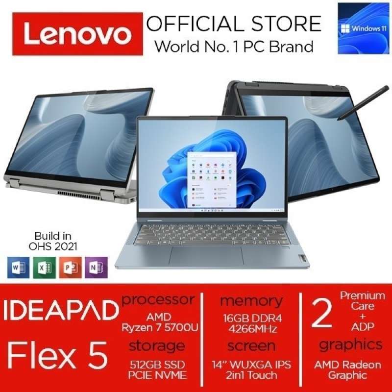 Jual Lenovo IdeaPad Flex 5 Ryzen 7 5700U 512GB SSD 16GB Touch Win11+OHS ...