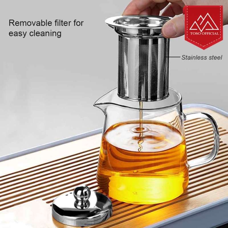 Jual Teko Teh Saringan Glass Chinese Tea Pot Strainer Infuser 450ml ...