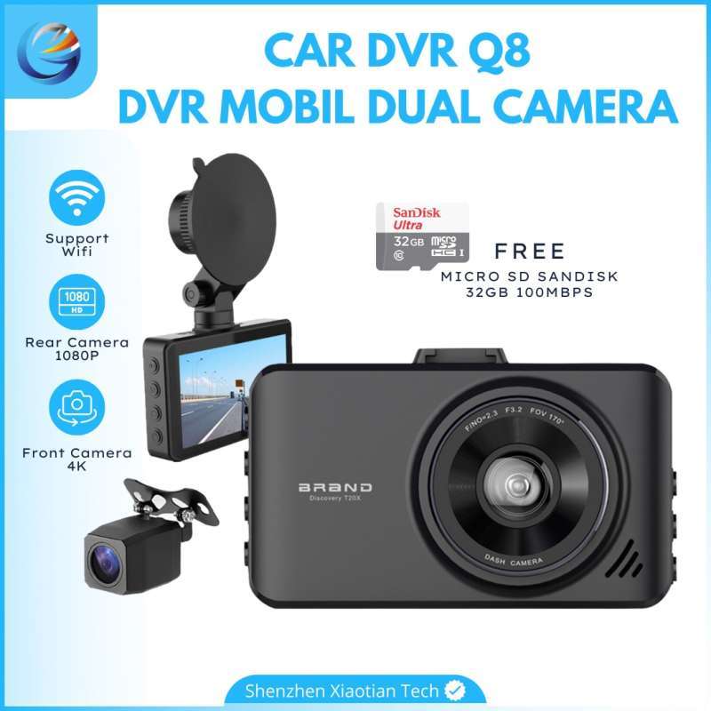 Promo Dvr Mobil Dual Camera | Car Dvr Kamera Mobil Q8 Wifi Dual Lens 4k ...