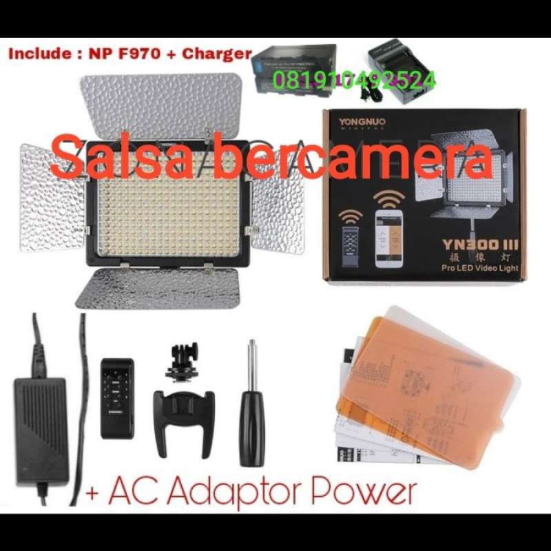 Promo Paket LED Yongnuo YN 300 III YN300III AC Adaptor + Battery ...
