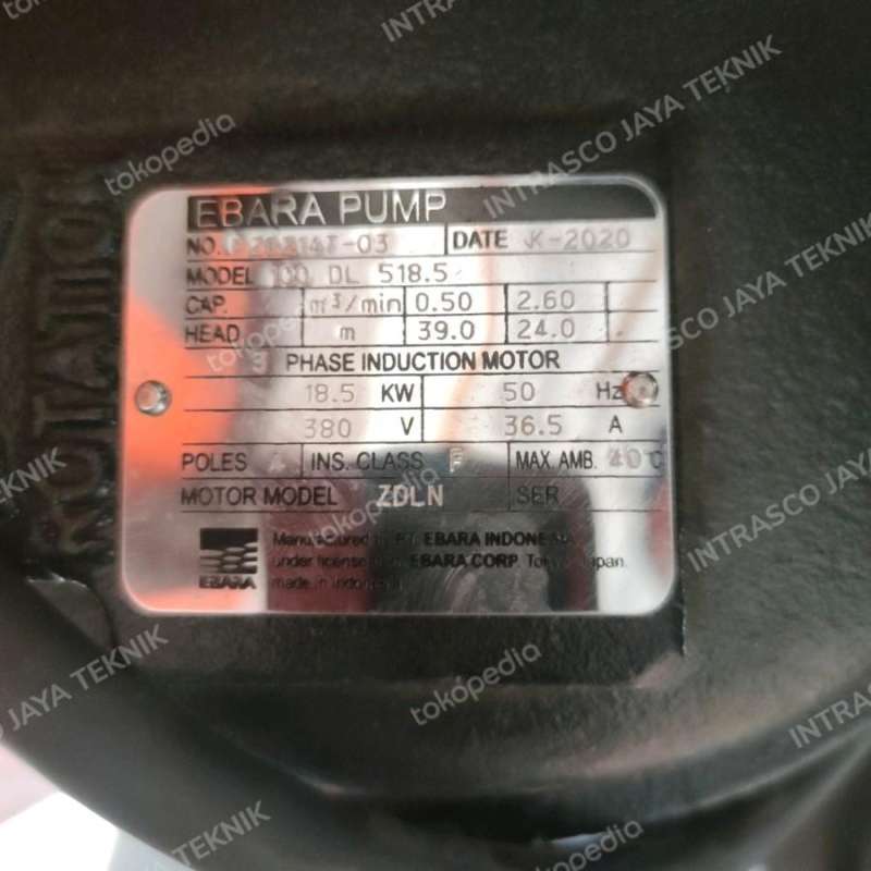 Jual Submersible Pompa Air Ebara 100 Dl 518.5 18.5kw Di Seller Intrasco Jaya Teknik 2 - Mangga ...