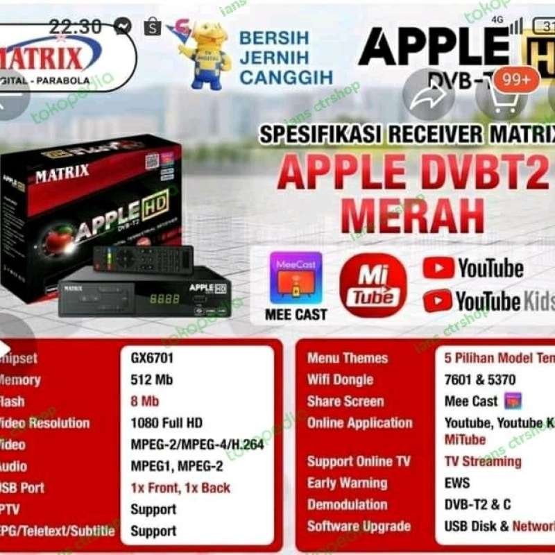 Jual Set Top Box Tv Digital Matrix Apple Hd Merah Dvb T2 Receiver Tv ...