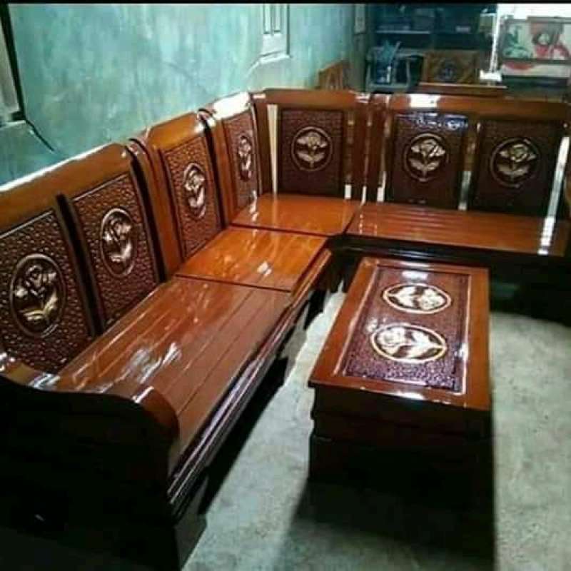 Jual Kursi Tamu Pojok Kayu Jati Minimalis/kursi Ruang Tamu Sudut Semot ...