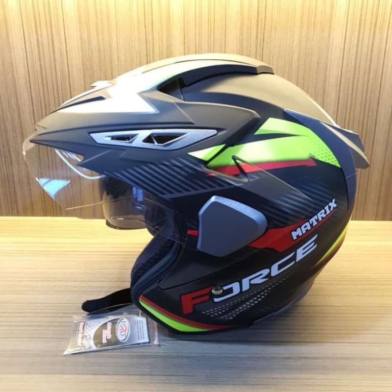 Jual Helm Half Face Dewasa Double Visor Anti Pecah SNI Matrix Black ...