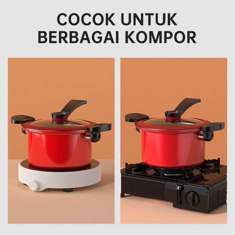Jual Panci Presto QME Teflon Totipotent Micro Pressure Cooker Pot 22CM 3.5L - MERAH di Seller ...
