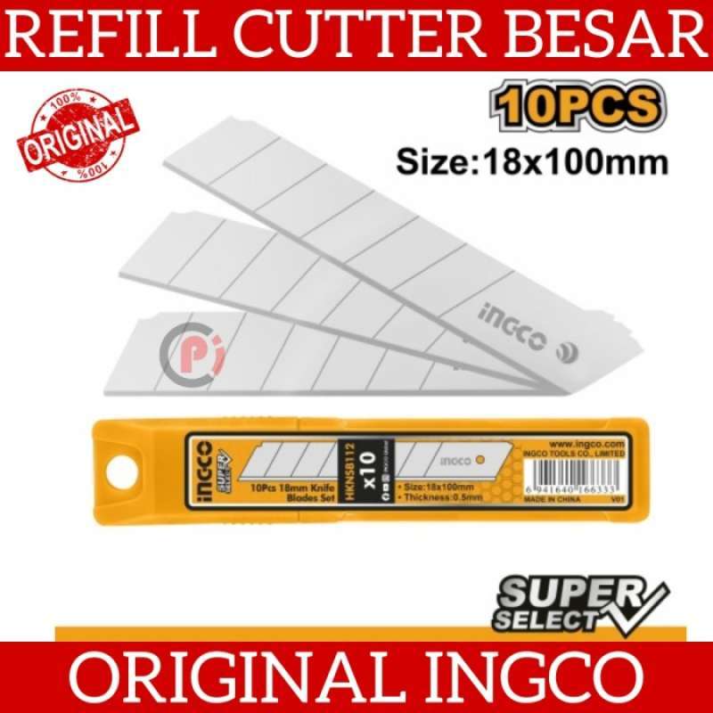 Jual ORIGINAL INGCO Refill Pisau Cutter Blade Ukuran Besar 18mm Isi 10 Pcs di Seller Pi Toserba ...