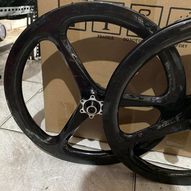 Jual Wheelset Luce Carbon 3 Spoke 16 349 For Fnhon Minivelo Deca Di ...