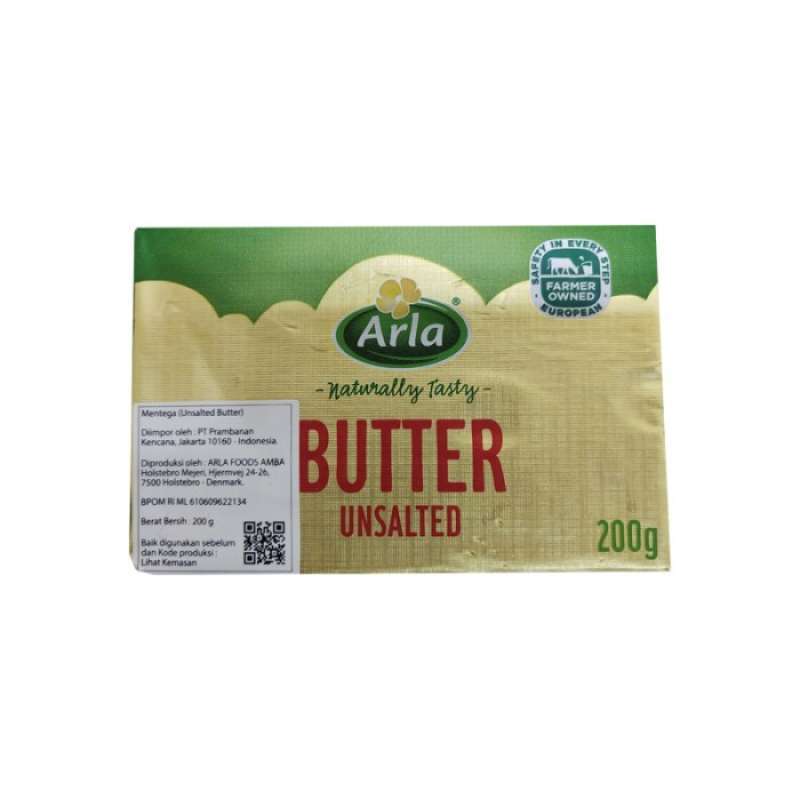 Promo Arla Butter Unsalted 200 Gram Mentega Tawar Diskon 26% Di Seller ...