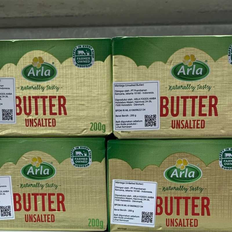 Promo Arla Butter Unsalted 200 Gram Mentega Tawar Diskon 26% Di Seller ...