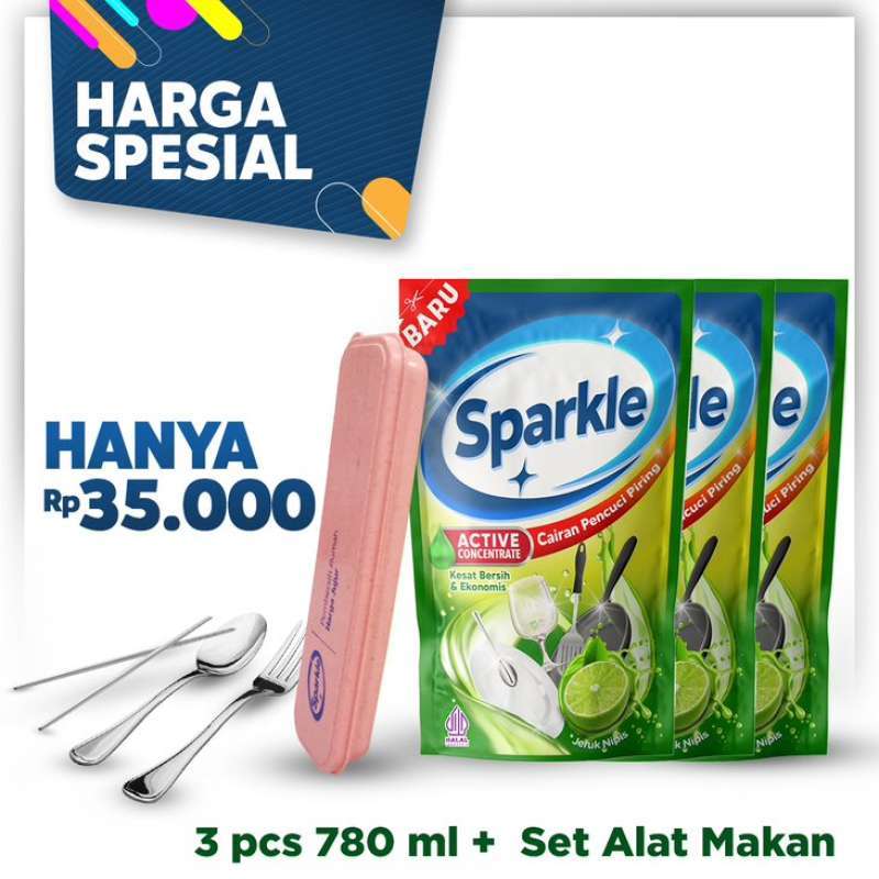 Promo SMG/JOG/SOLO - [Hanya Rp. 35.000] - Sparkle Jeruk Nipis Sabun Cuci Piring [780 mL/ 3 Pcs ...