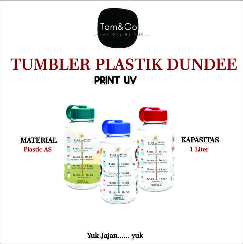 Jual Tumbler Air Botol Minum Custom Plastik 1Liter Custom Print ...