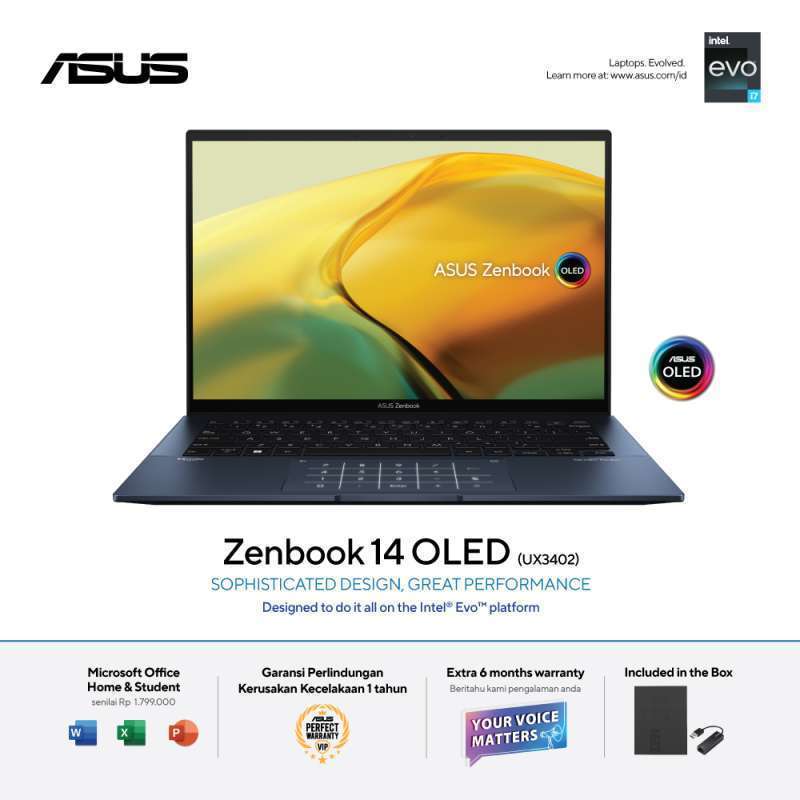 Jual ASUS ZENBOOK 14 OLED TOUCH EVO UX3402ZA - I7 1260P 16GB 512SSD ...