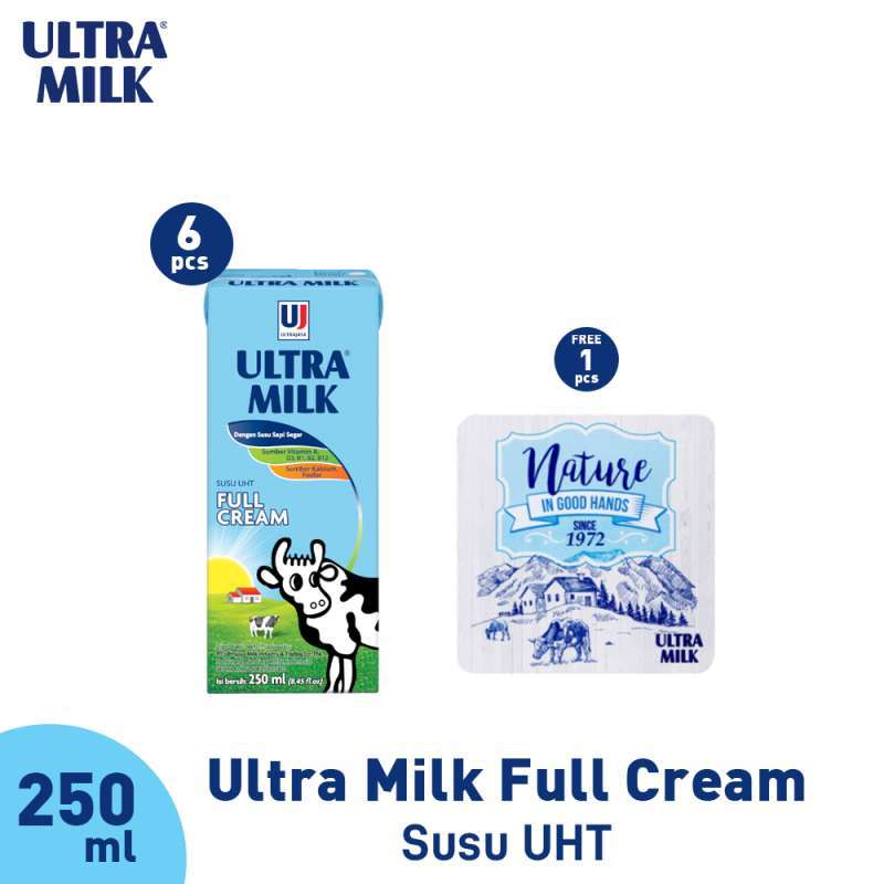 Jual Ultra Milk Full Cream 6x250ml Free Tatakan Gelas di Seller Ultra ...