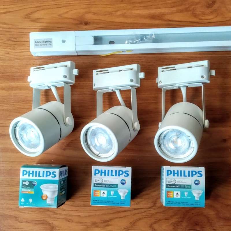Promo Philips set 3 LAMPU rel track artalux sorot LED 4.5W berikut rel ...