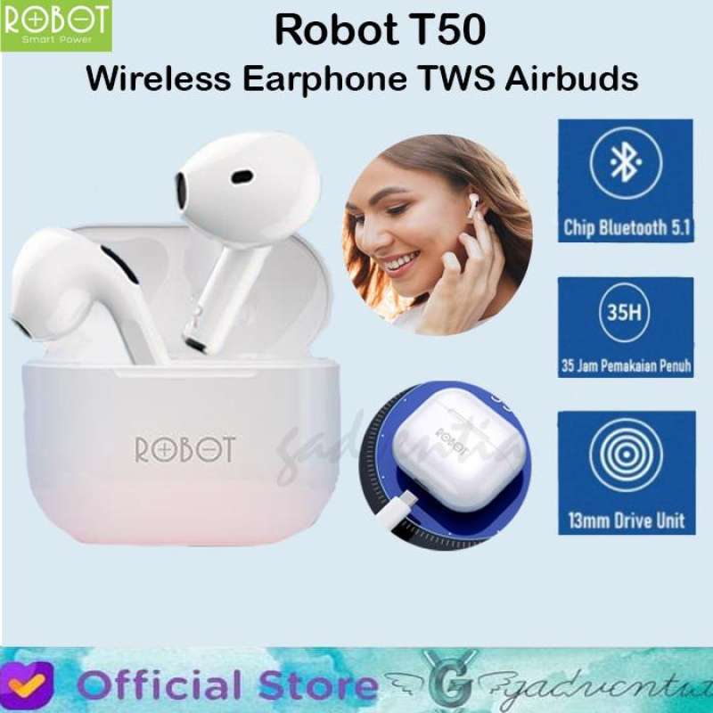 Jual Airdots Robot T50 Wireless Earphone Tws Bluetooth Hf Headset ...