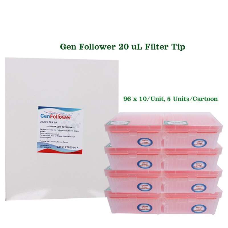 Promo Gen Follower 20uL Ultra Low Retention Filter Tip 10 Racks/Box ...