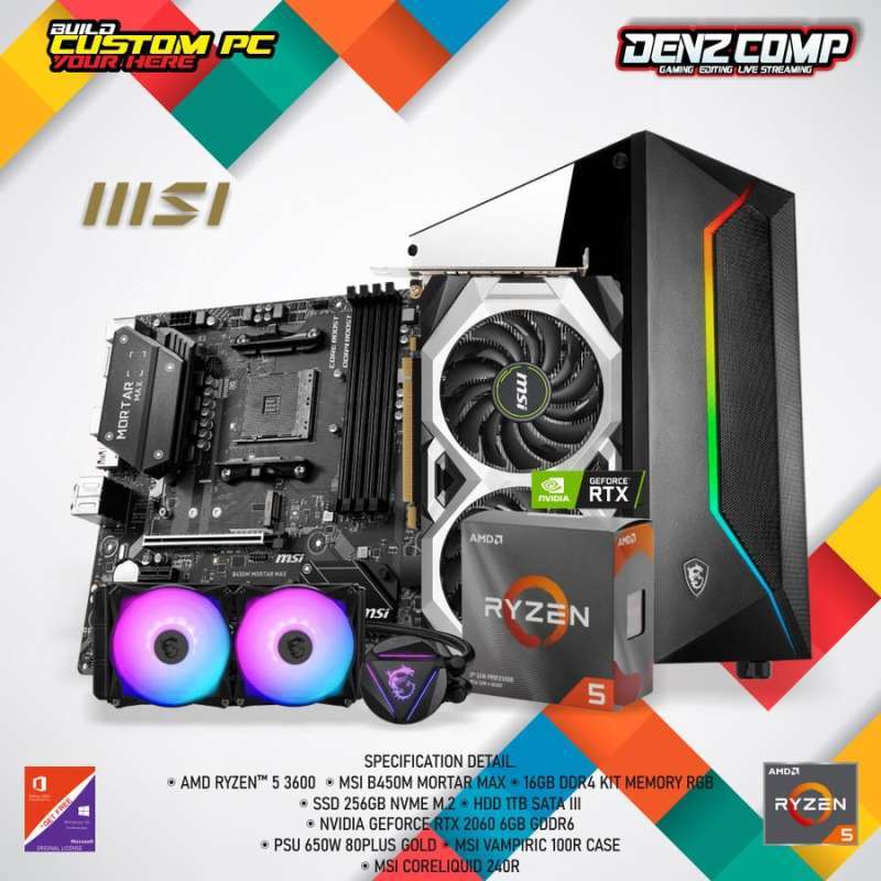 Jual MSI GAMING PC - AMD RYZEN 5 3600 (RTX2060) RAM 16GB SSD 256GB HDD ...